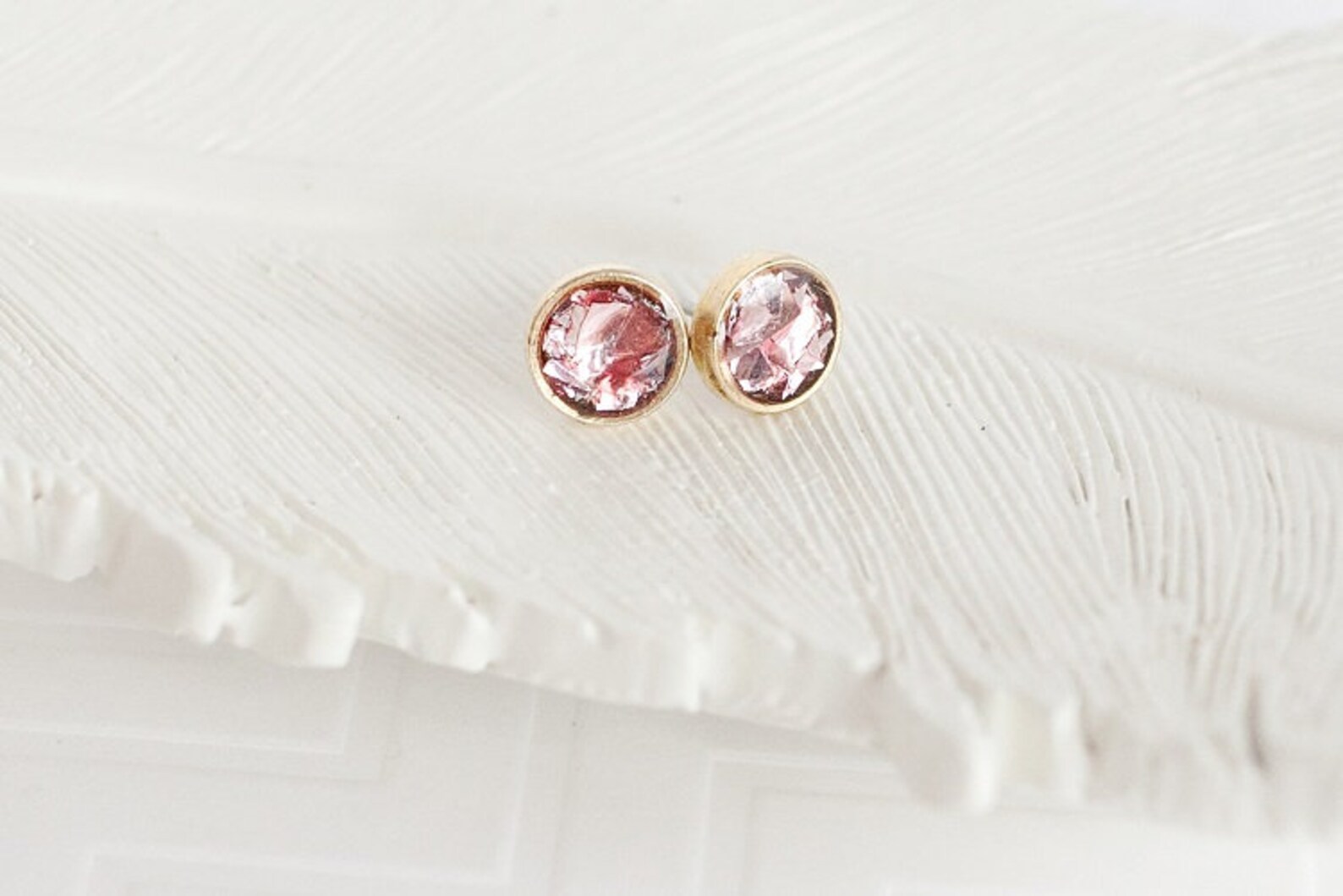 Blush Pink Earrings Gold Stud Earrings Pastel Earrings - Etsy