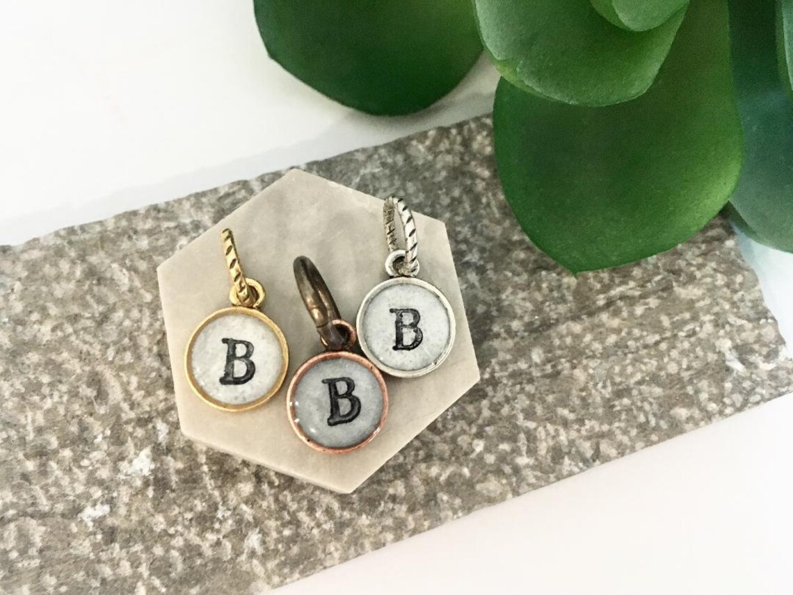 Small Uppercase Initial Charm, Tiny Initial Charm, Personalized Letter ...