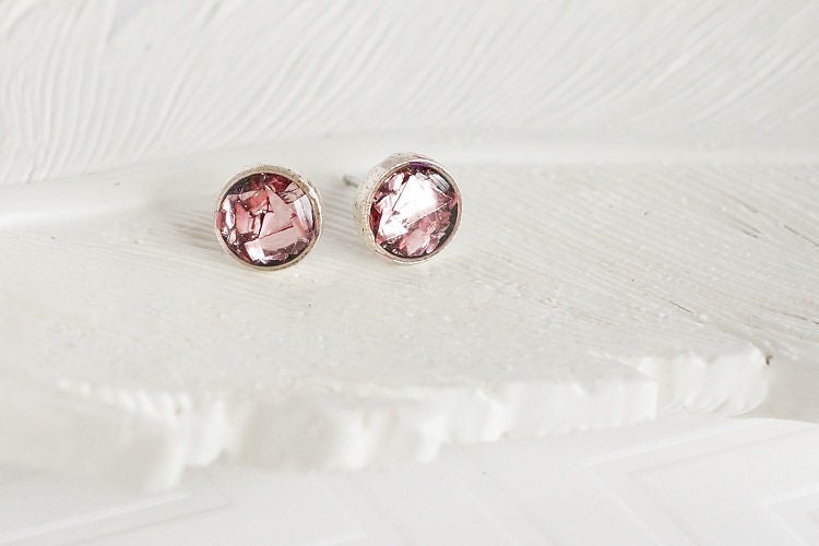 Blush Pink Earrings Gold Stud Earrings Pastel Earrings - Etsy