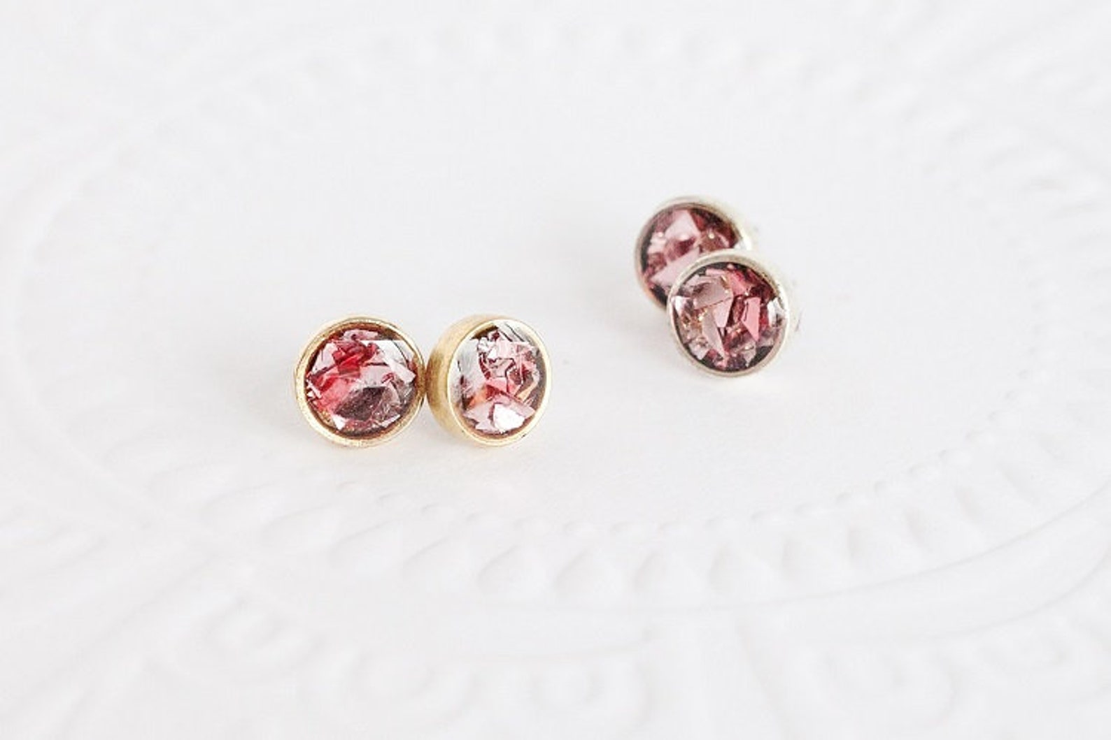 Blush Pink Earrings Gold Stud Earrings Pastel Earrings - Etsy