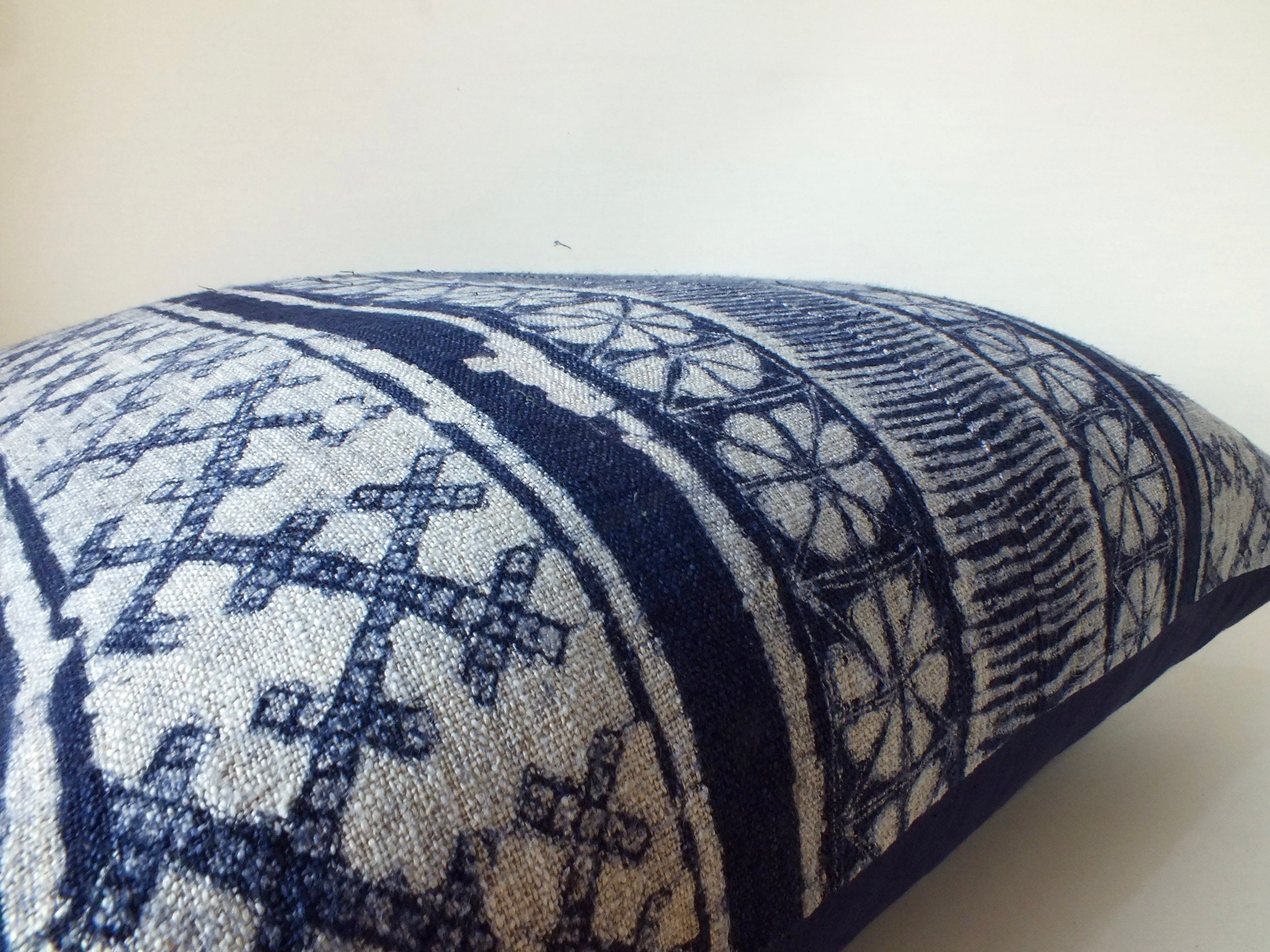 Hmong Pillow Throw Pillow Cover Indigo Navy Blue Cushion Case ...