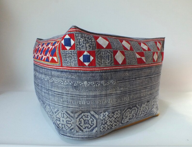 Ottoman Batik Hmong Round Cushions Ottoman Pouf Stool Chair | Etsy