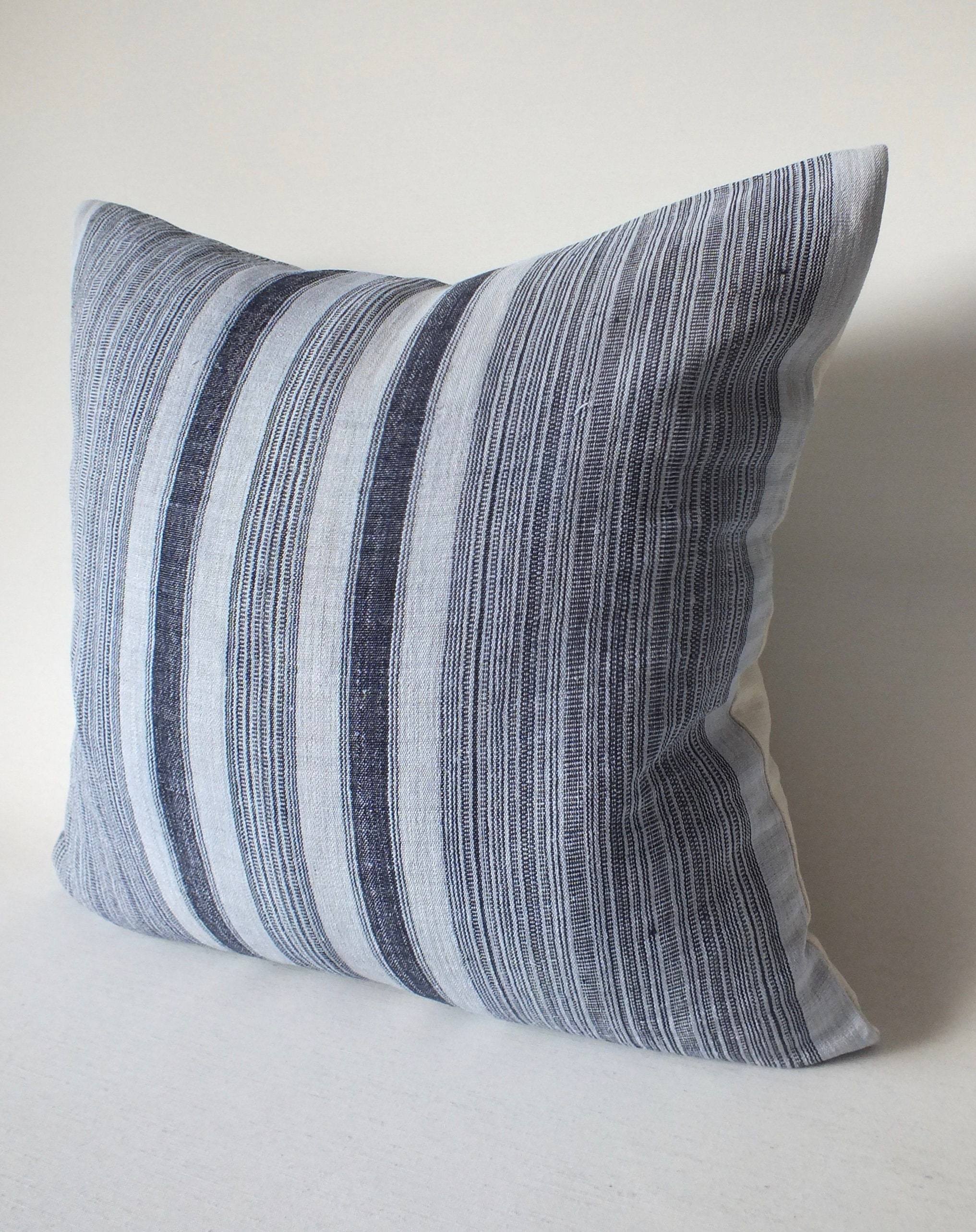 Striped decorative Sofa Cushion covers Hemp Fabric Hand woven | Etsy