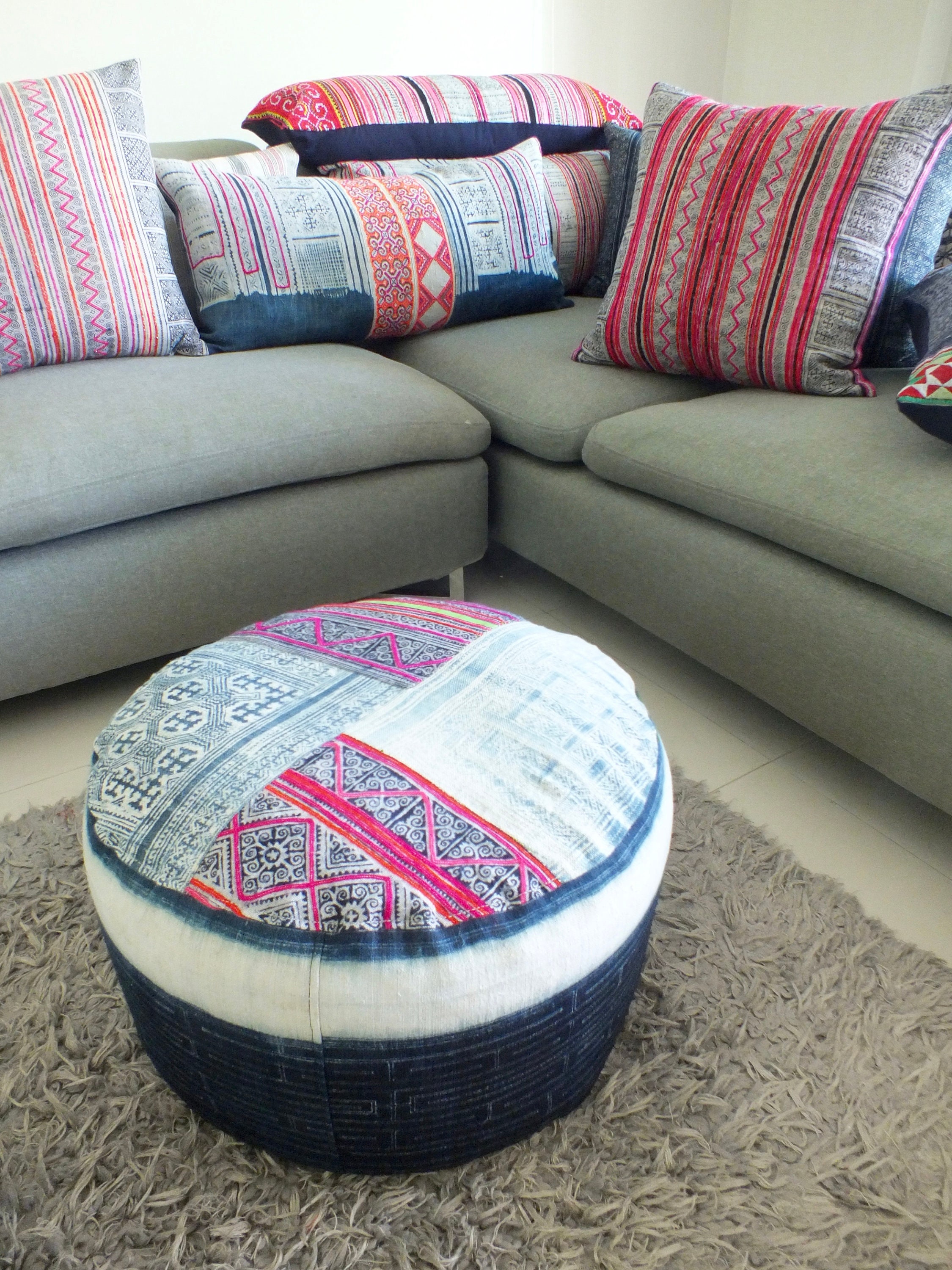 Boho Hockercushion-cover-boho-ottoman-handmade-hocker Round - Etsy Canada