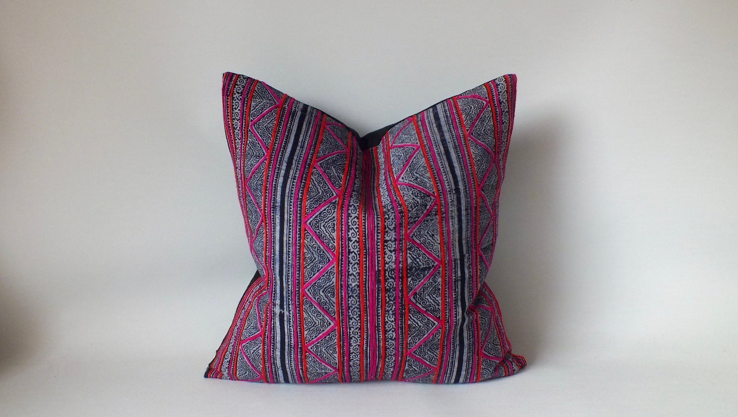 Hmong Pillow Case Throw cushion Vintage Batik Pillow Cover | Etsy