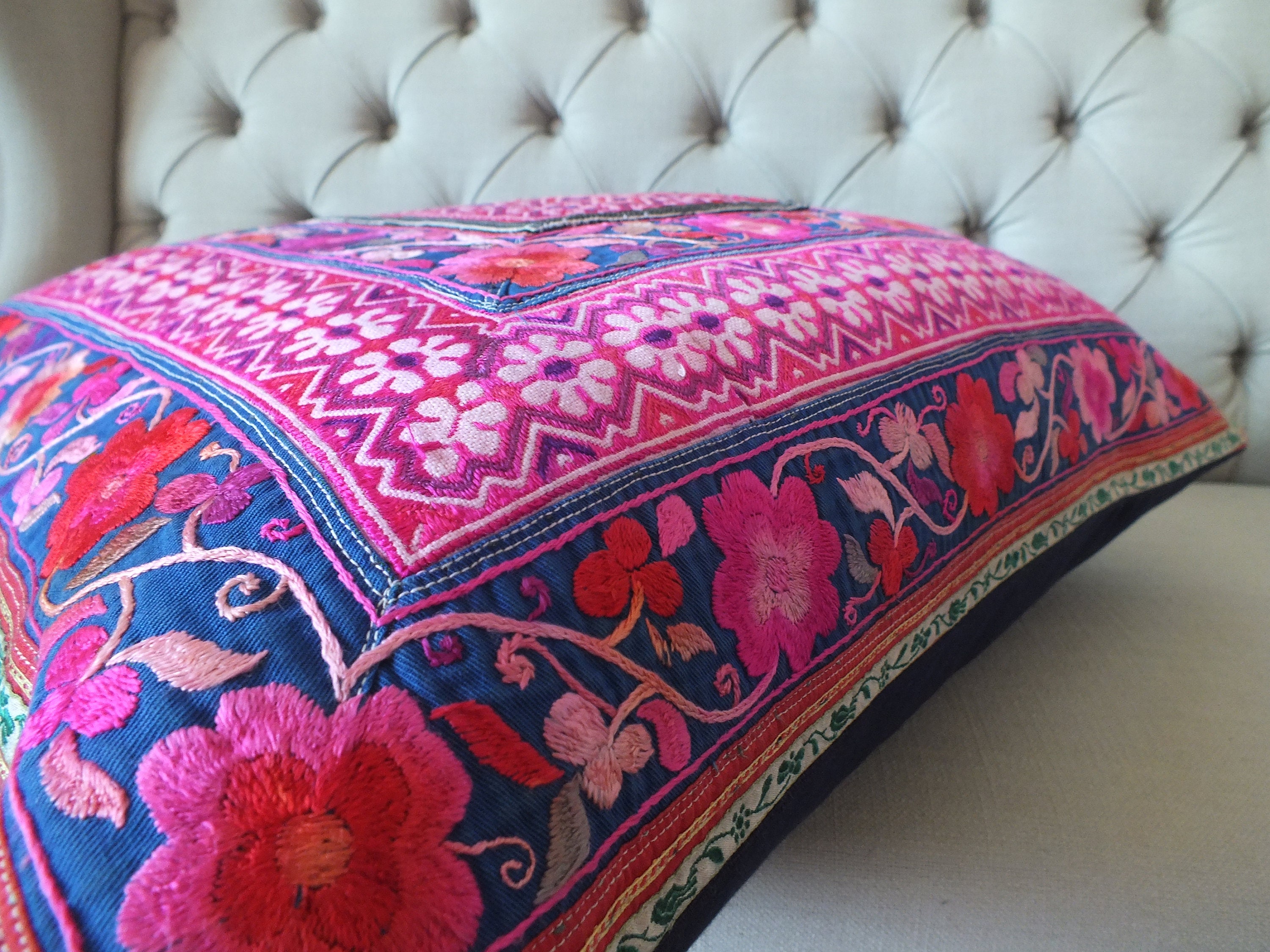 Throw Pillows case Boho Hmong tribal Batik Pillow Throw | Etsy