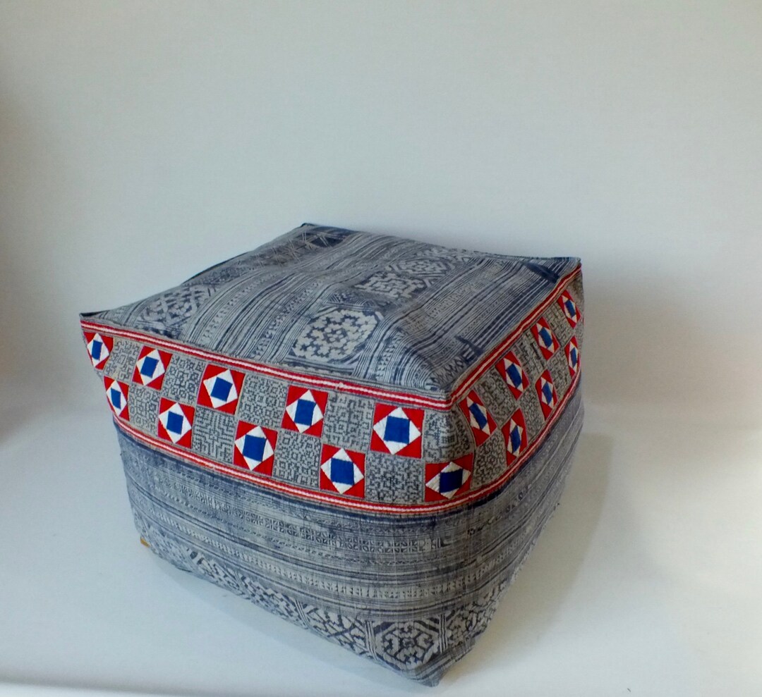 Ottoman Batik Hmong Round Cushions Ottoman Pouf Stool Chair Throw ...