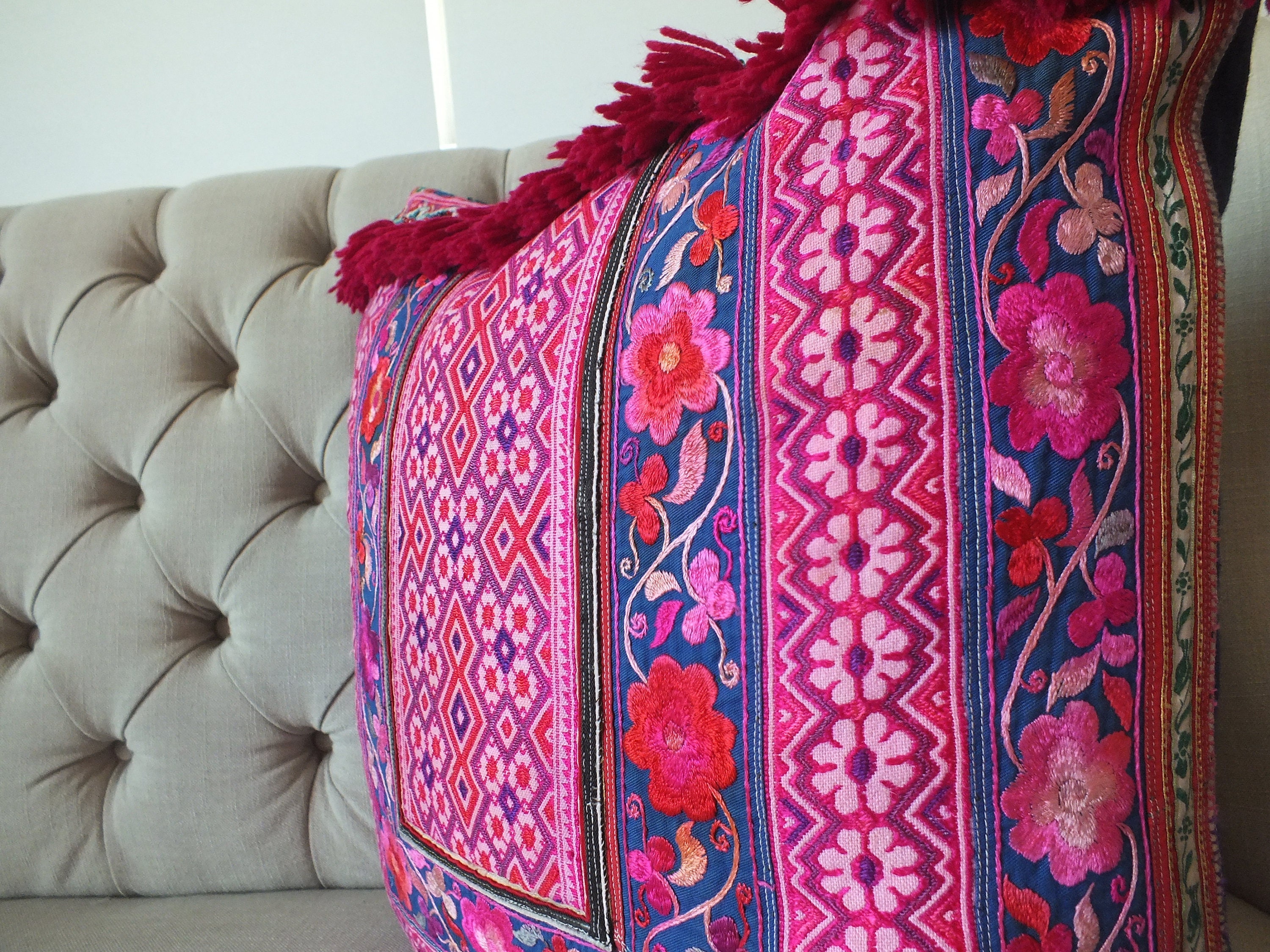 Throw Pillows case Boho Hmong tribal Batik Pillow Throw | Etsy