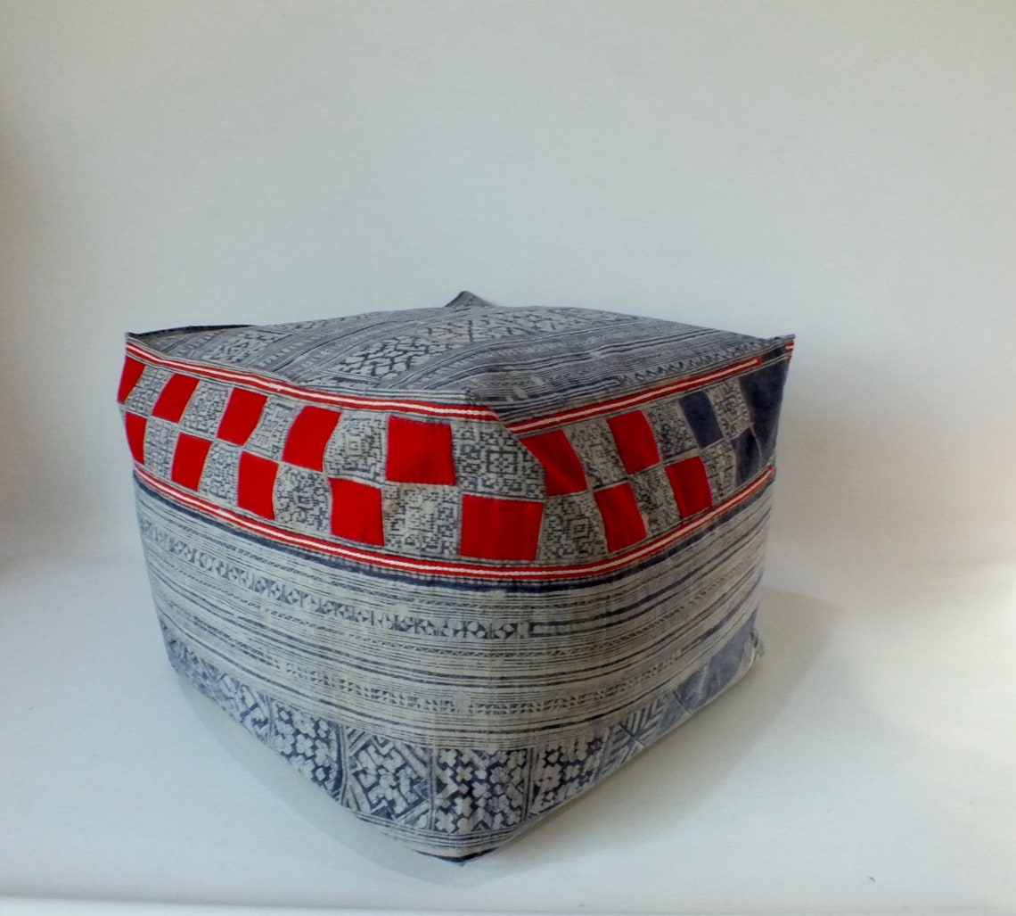 Ottoman Batik Hmong Round Cushions Ottoman Pouf Stool Chair - Etsy