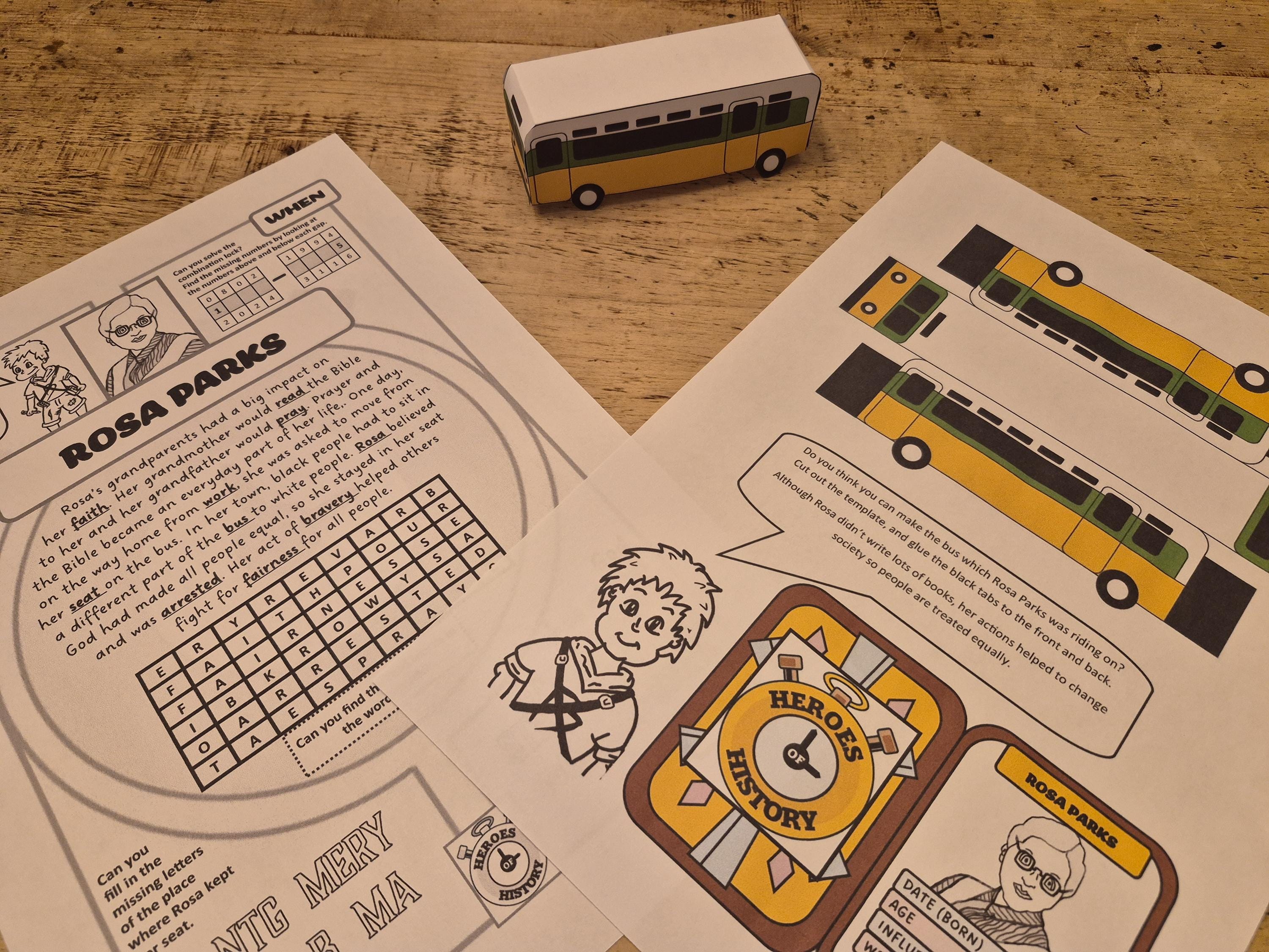 Rosa Parks Activity Craft Pack for Kids / Church History Crafts - Etsy