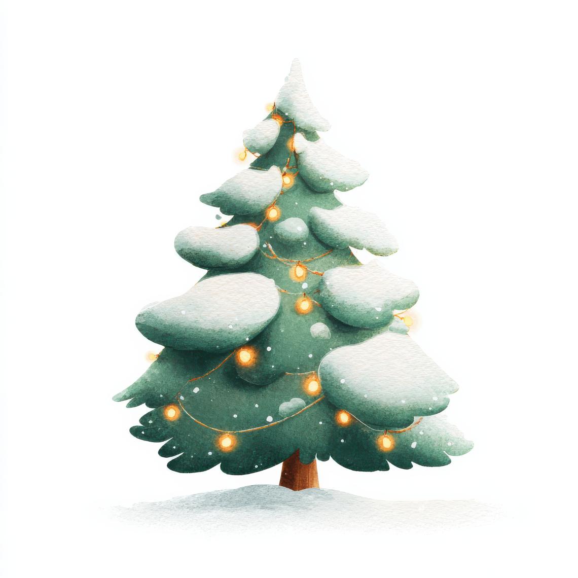 25 Watercolor Pine Tree Winter Clipart, Pine Trees Clipart, Snowy ...