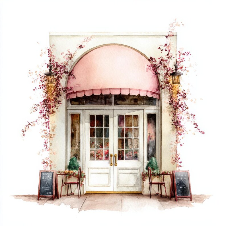 30 Cute Cafe Clipart, Paris Cafe Clipart, Watercolor Parisian Art ...