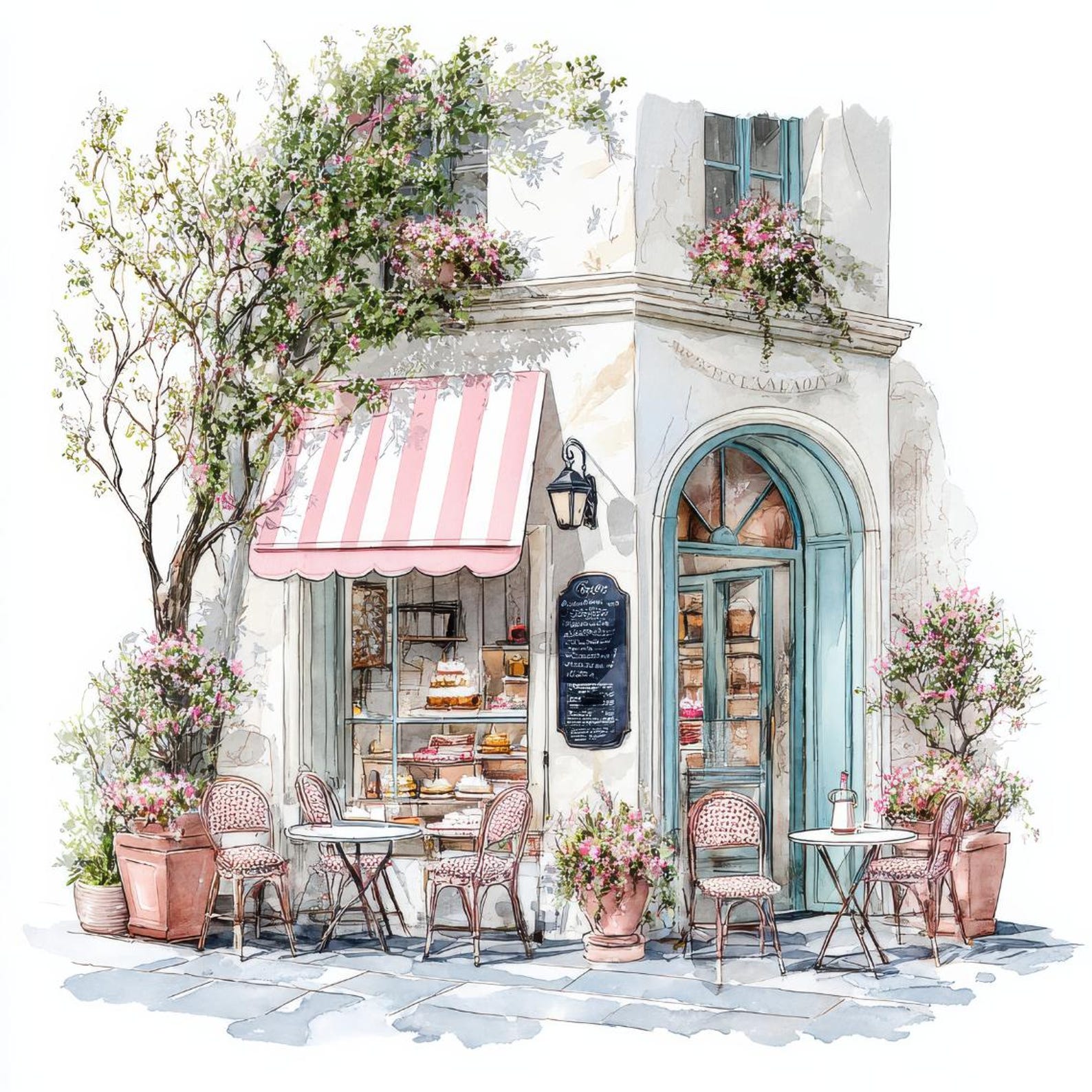 30 Cute Cafe Clipart, Paris Cafe Clipart, Watercolor Parisian Art ...