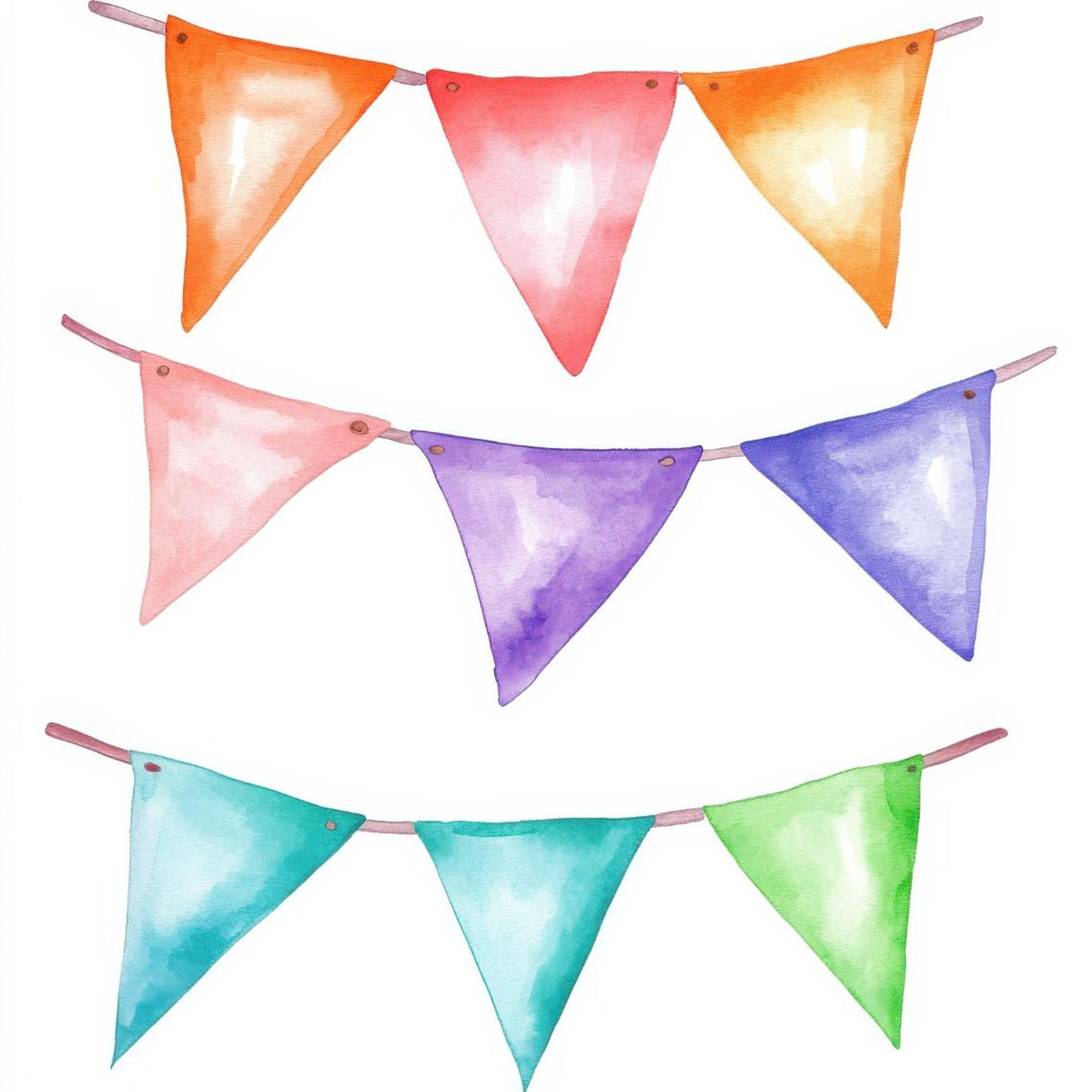 Watercolor Bunting Clipart, Watercolor Banners, Bunting Flags Clip Art ...