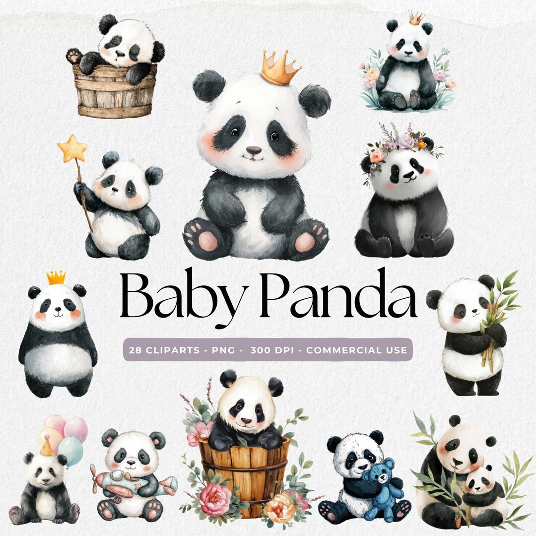 Watercolor Panda Clipart - Baby Panda PNG - Panda PNG Clipart - Panda ...