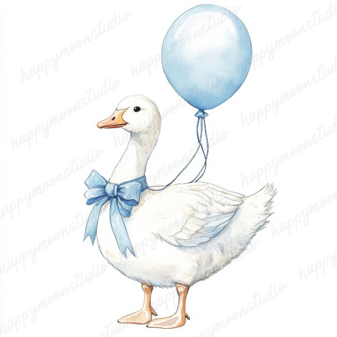 20 Goose Balloon Clipart, Kids Birthday, Goose With Balloon Jpgs, Silly ...