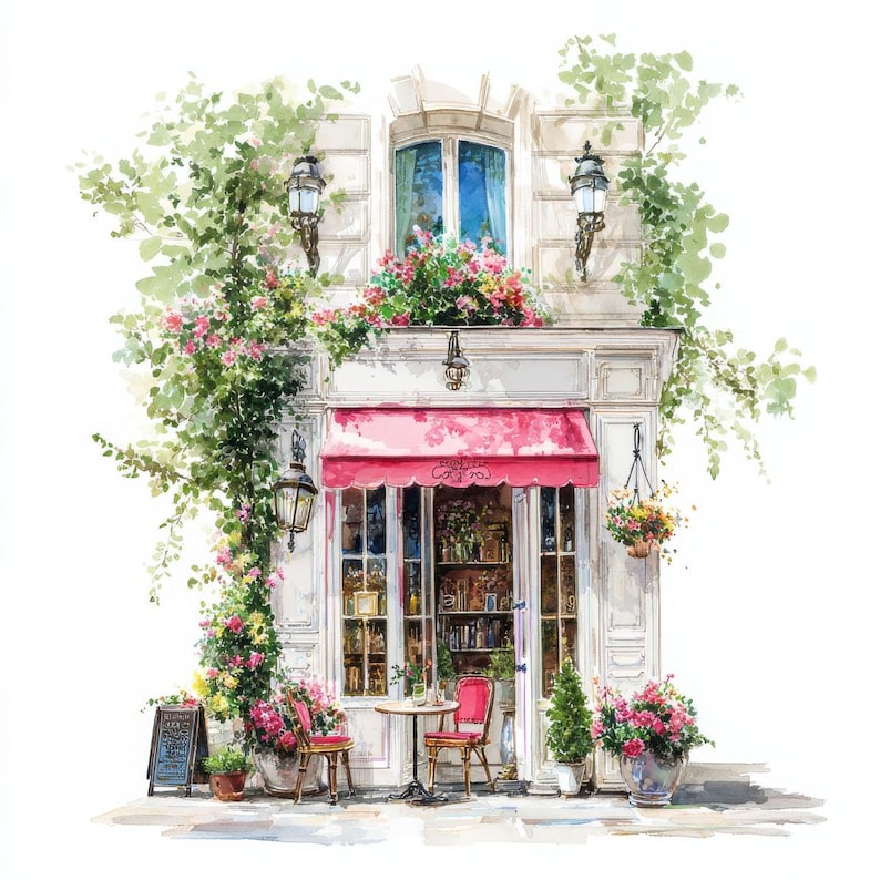 30 Cute Cafe Clipart, Paris Cafe Clipart, Watercolor Parisian Art ...
