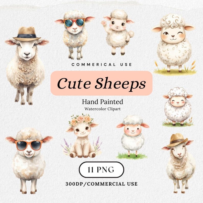 Cute Sheep Clipart | Sheeps PNG Designs | Watercolor Sheep Clipart ...