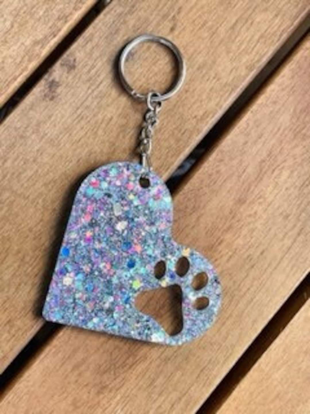 Heart Resin Keychain Paw Key Chain Personalizable Handcrafted Custom ...