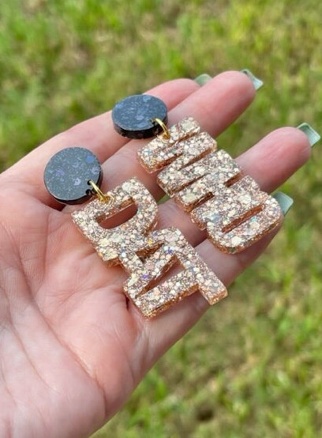 Who Dat Game Day Glitter Resin Earrings Handcrafted Handmade Jewelry - Etsy