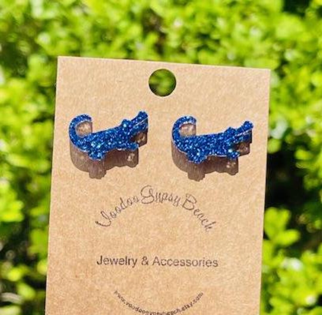 Glitter Gator Stud Earrings: Handmade Resin Alligator Jewelry - Etsy