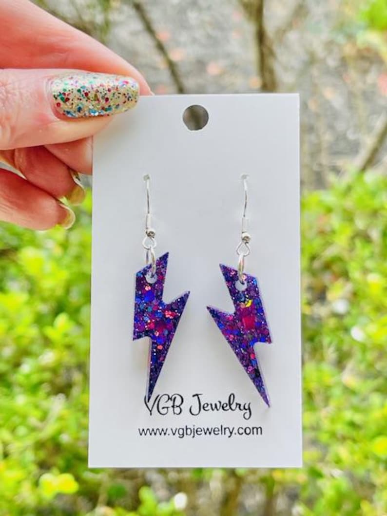 Lightning Bolt Resin Earrings Handcrafted Handmade Jewelry - Etsy