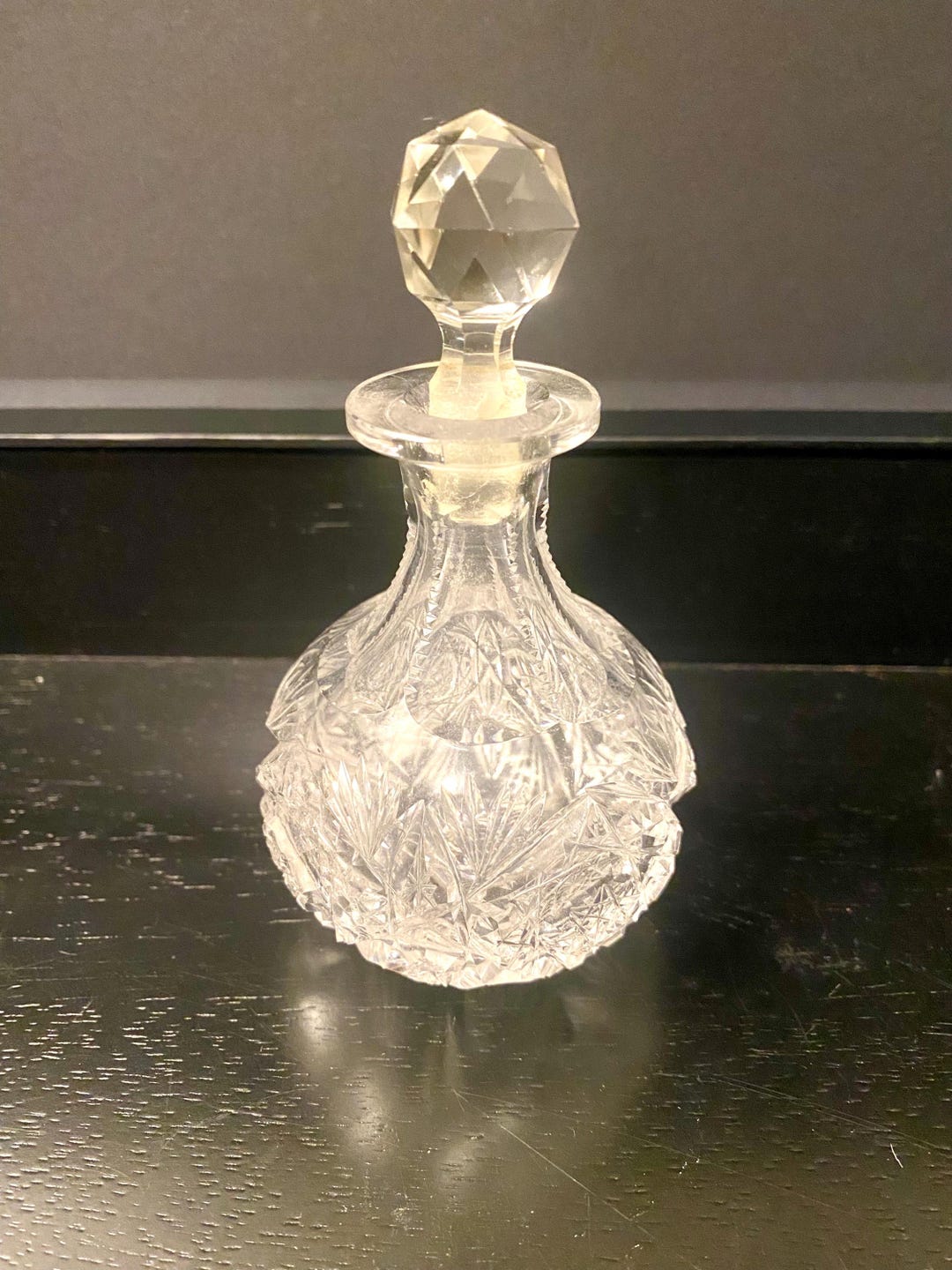 Antique Crystal Cologne Perfume Bottle With Diamond Cut Stopper H X 4.5 ...