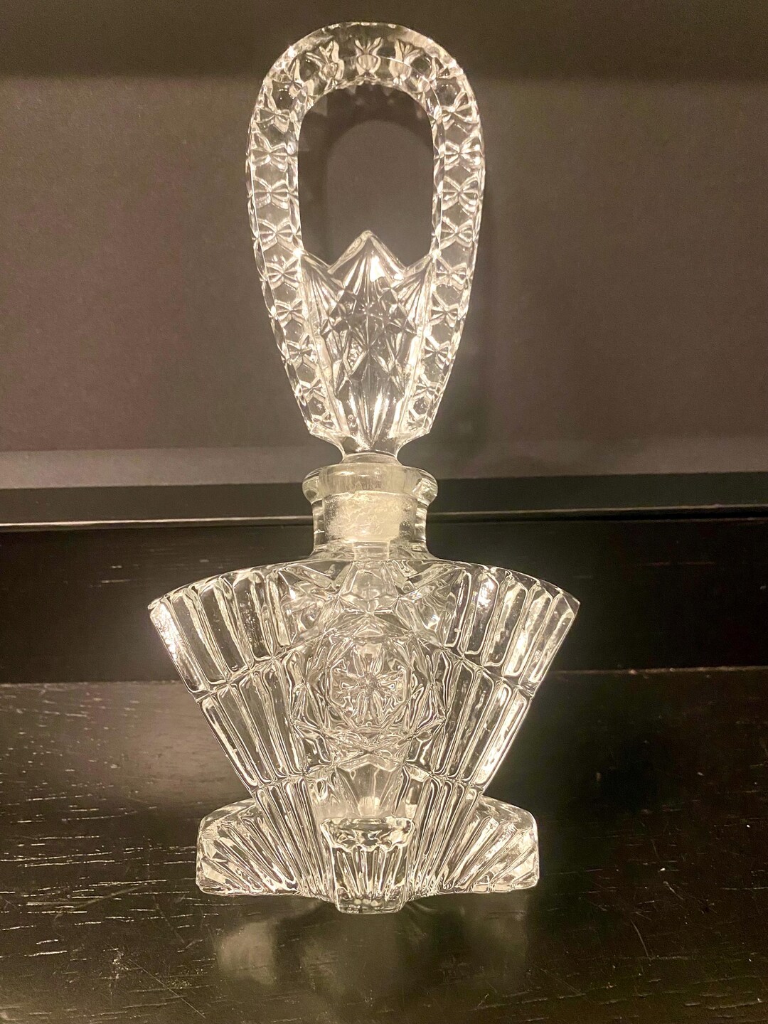 Large Antique Czech Crystal Cologne Perfume Bottle With Large Stopper H ...