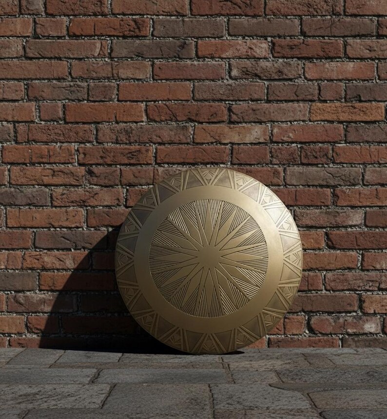 Handcrafted Bronze Medieval Shield – Geometric Sunburst Design, Viking ...