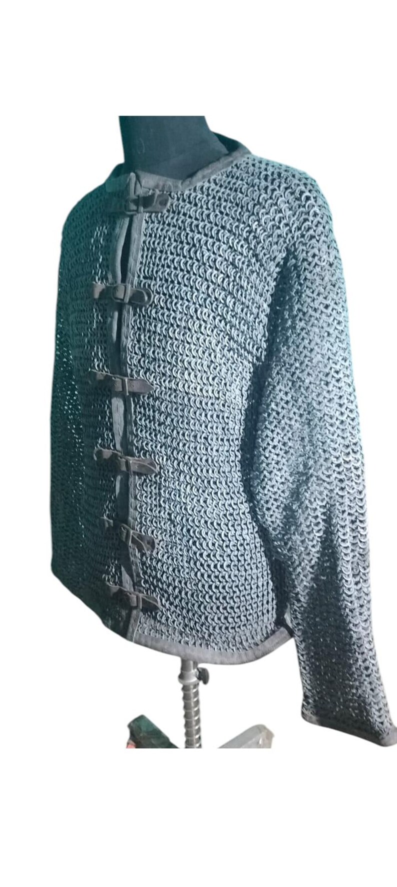 Aluminum Riveted Chainmail Hauberk Leather Hook: Medieval Chainmail ...