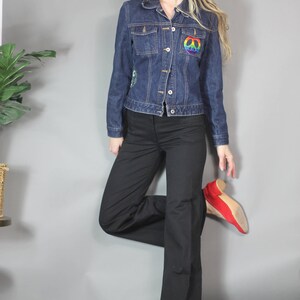 Vintage GUESS Jean Jacket Dark Denim Peace Patches Hippie - Etsy