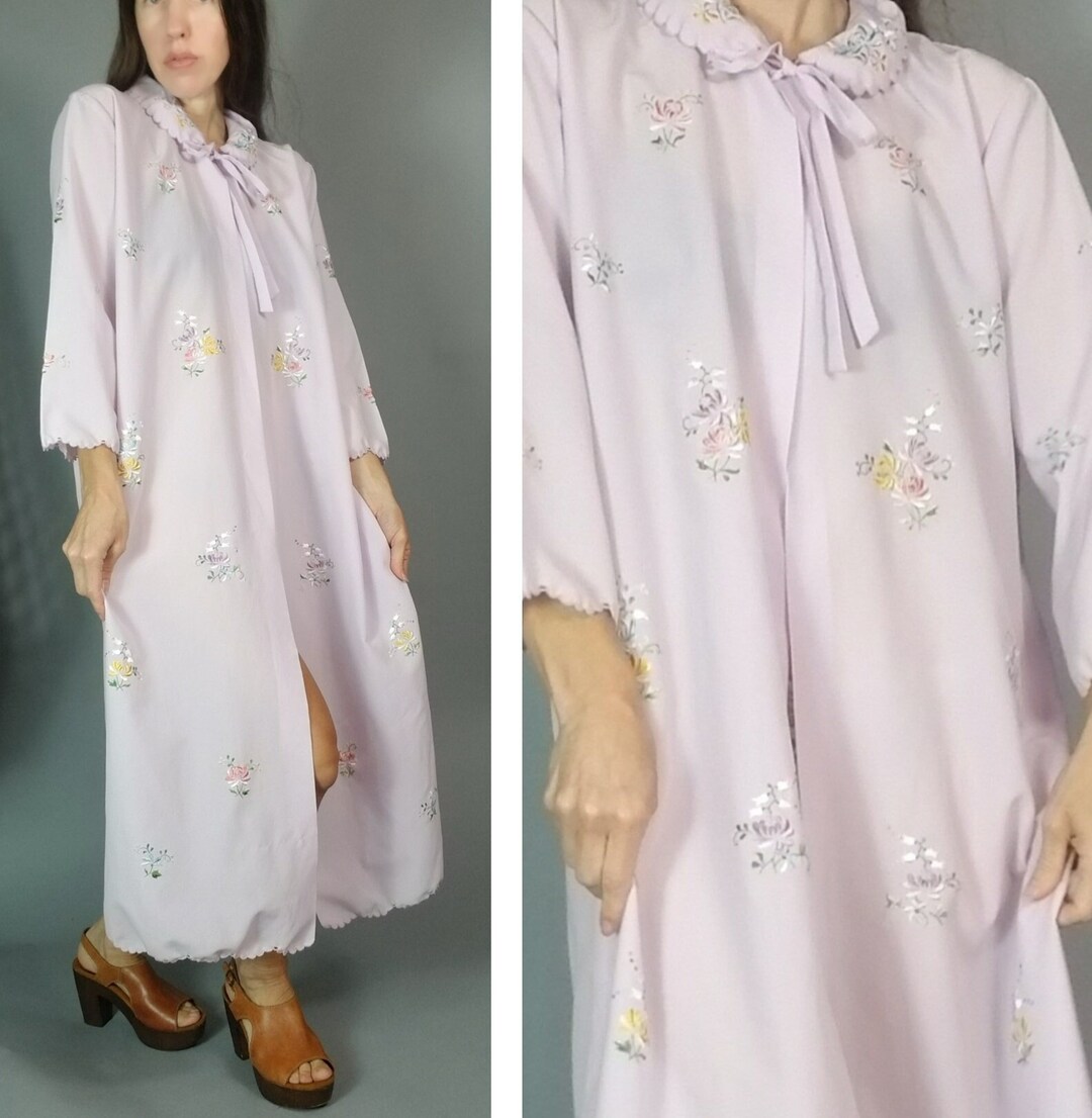 Vintage Pale Lavender Embroidered Duster - Etsy