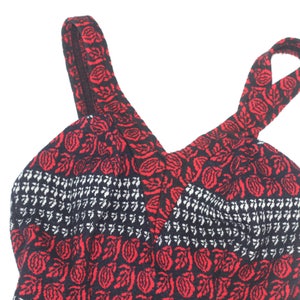 Vintage 60s 70s Knit Bathing Suit Roses One Piece Maillot Swimwear ...