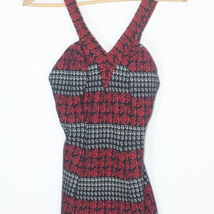 Vintage 60s 70s Knit Bathing Suit Roses One Piece Maillot Swimwear ...