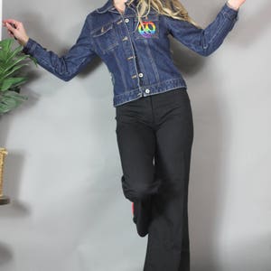 Vintage GUESS Jean Jacket Dark Denim Peace Patches Hippie - Etsy
