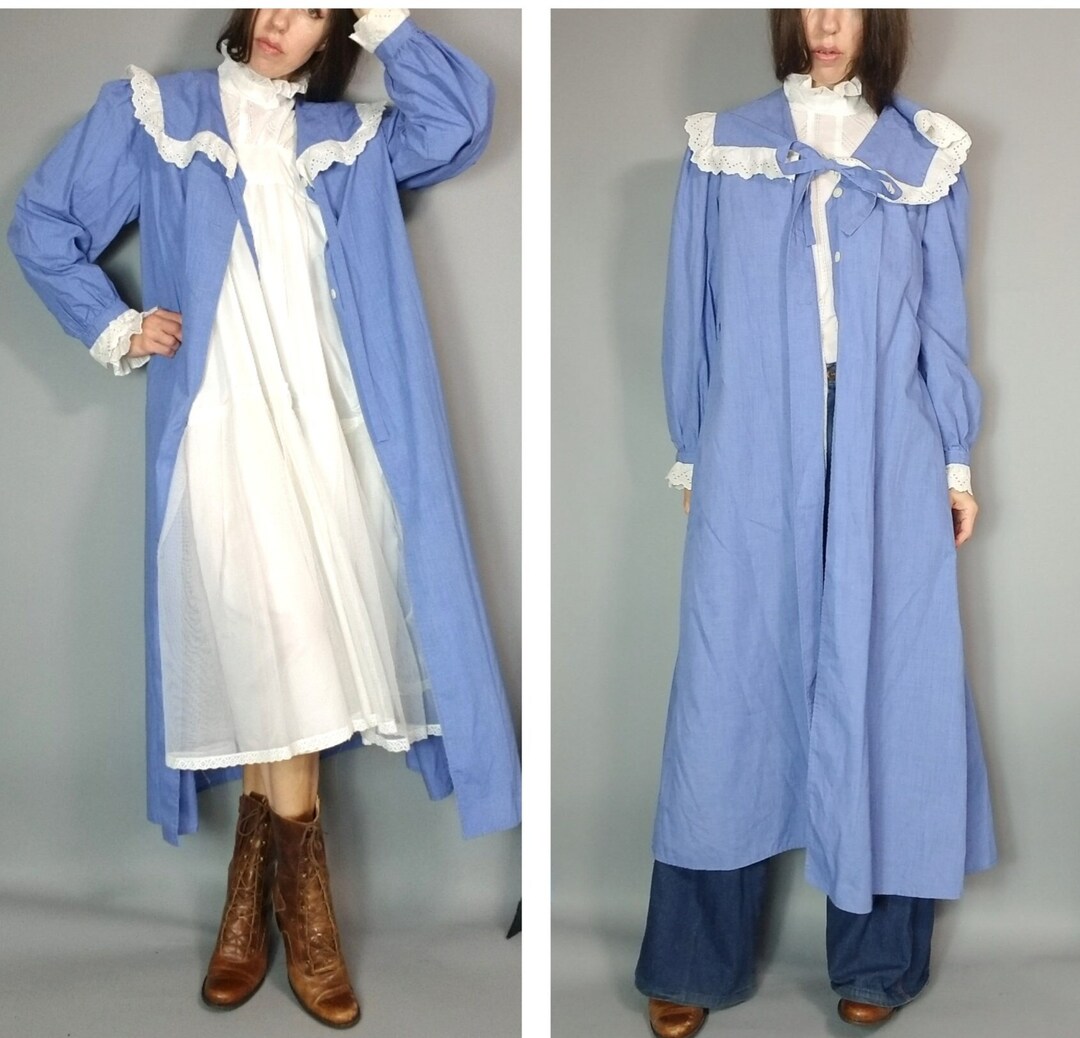 Vintage 80s Pilgrim Collar Duster Romantic Prairie Duster M L - Etsy
