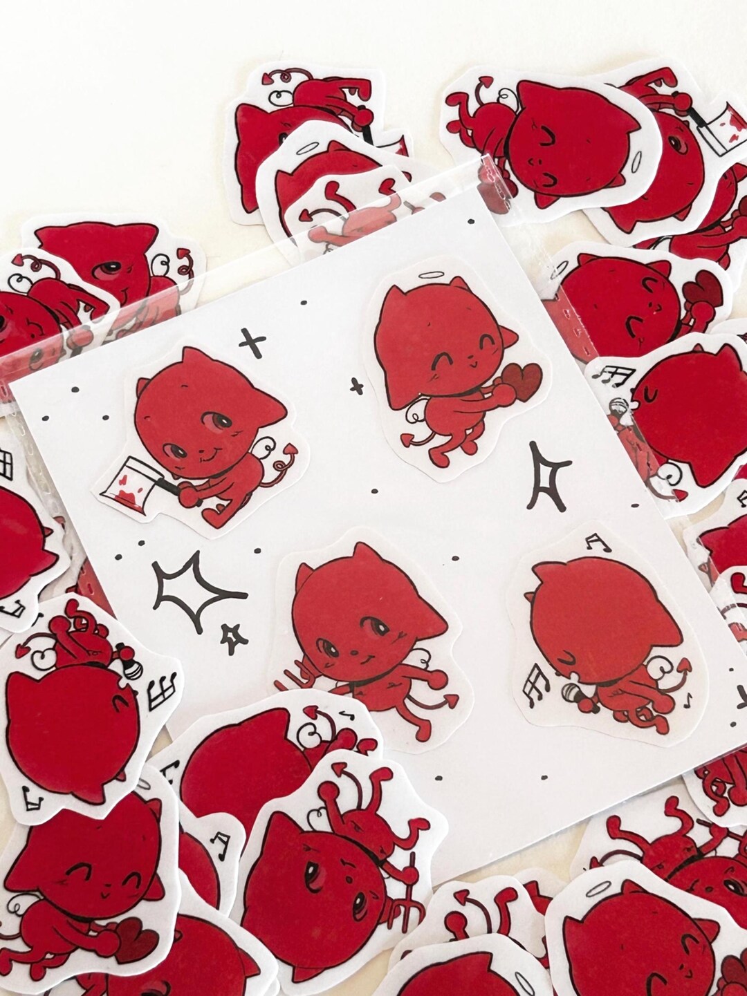 Little Retro Devil Sticker Pack - Etsy