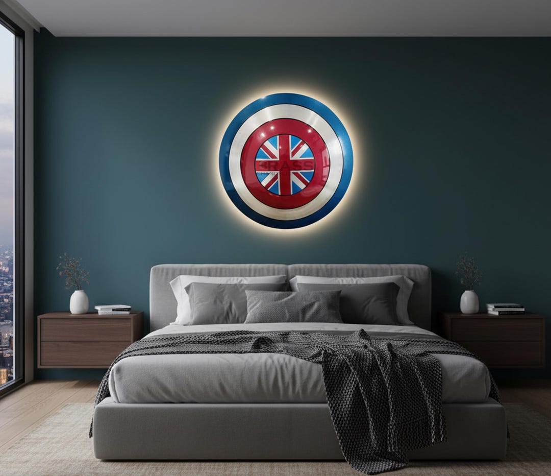 Handmade Captain America Shield Wall Light: Avengers Home Decor - Etsy