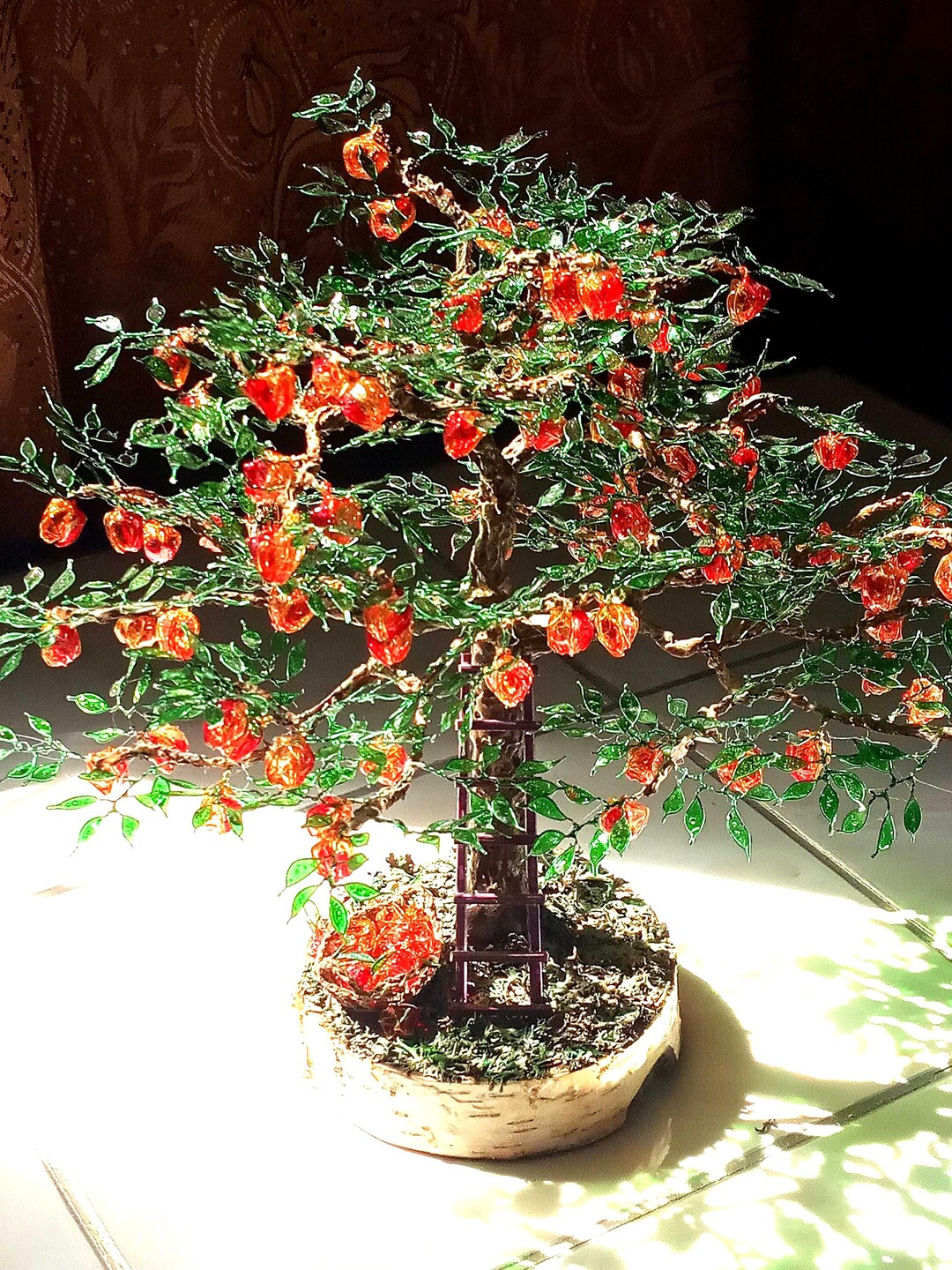 Wire Art Tree "apple Tree" Stained Glass Paints, Sculpture, Unique ...