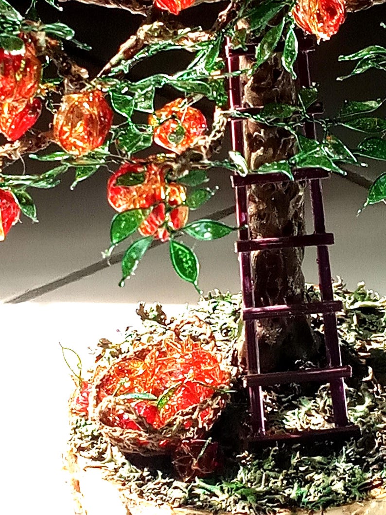 Wire Art Tree "apple Tree" Stained Glass Paints, Sculpture, Unique ...