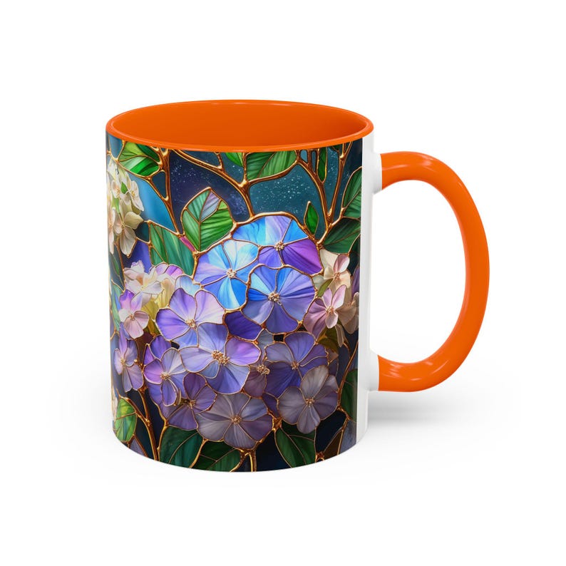 Hydrangea Stained Glass Mug: Floral Art Coffee Cup, Botanical Gift for ...
