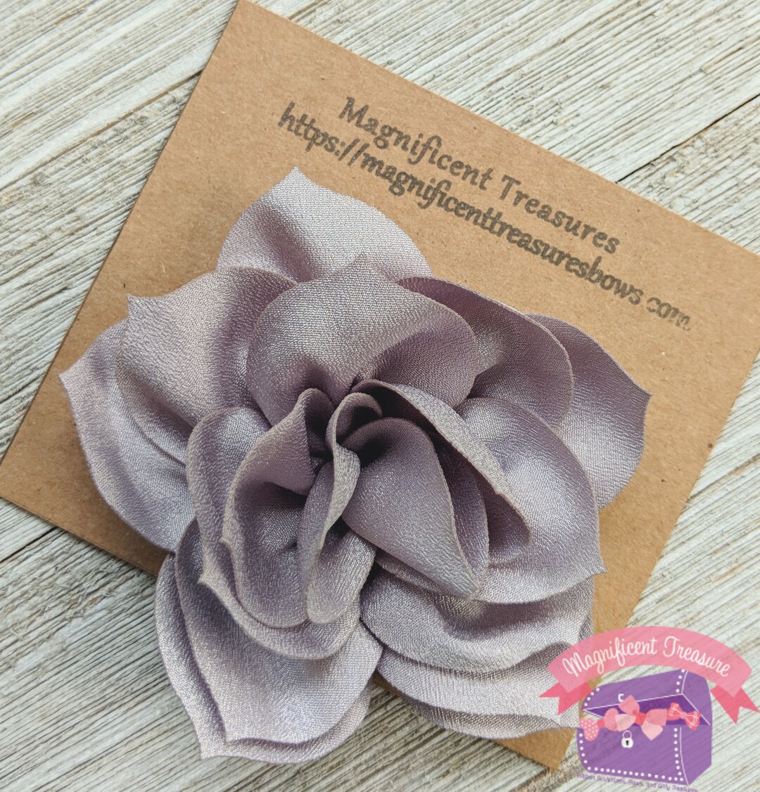 Grey Lotus Flower Hair Clip Large Silver Flower Hair Bow 3.5 Toddler ...