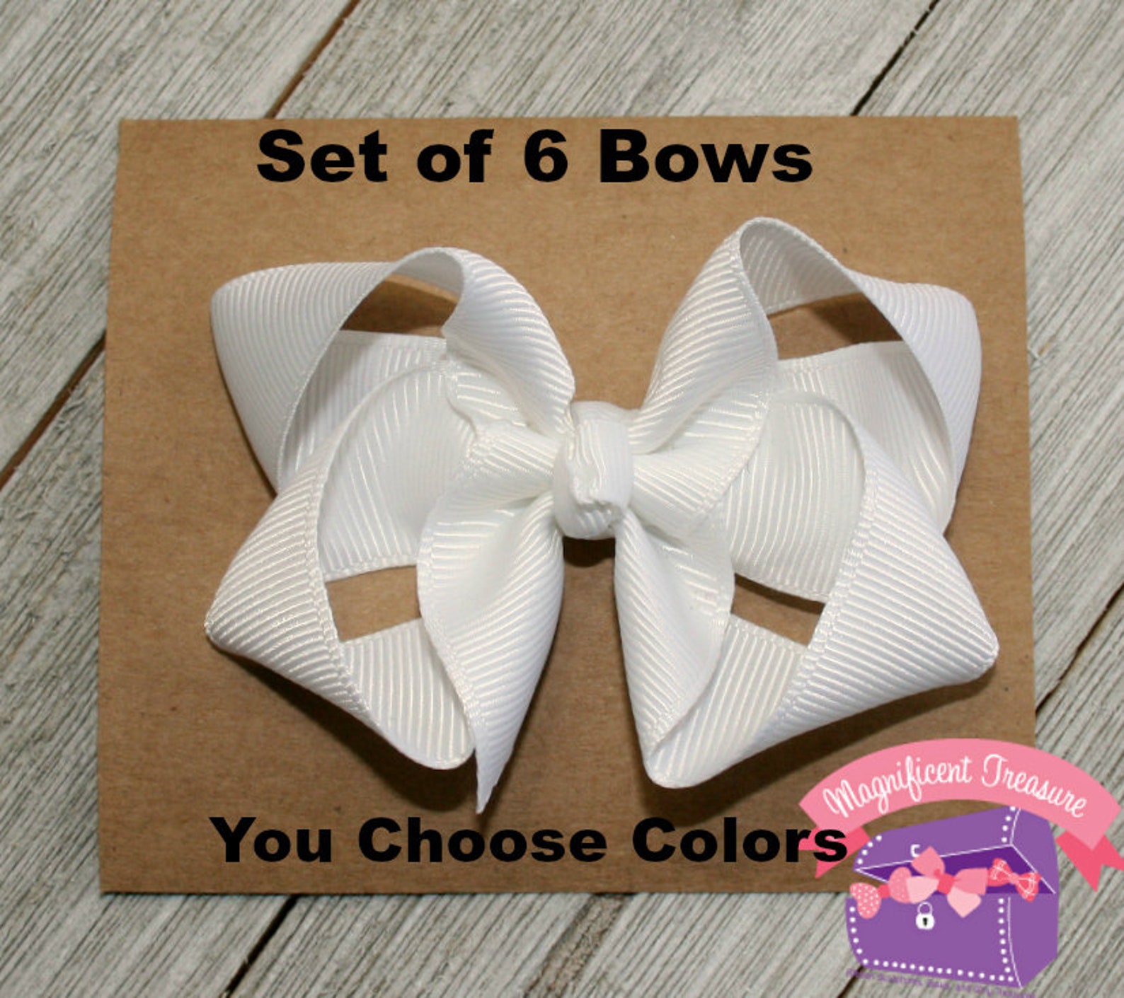 Set of 6 Bows - 3" Boutique Bow - 3 Inch Hair Bow - 7/8" Ribbon - Basic ...
