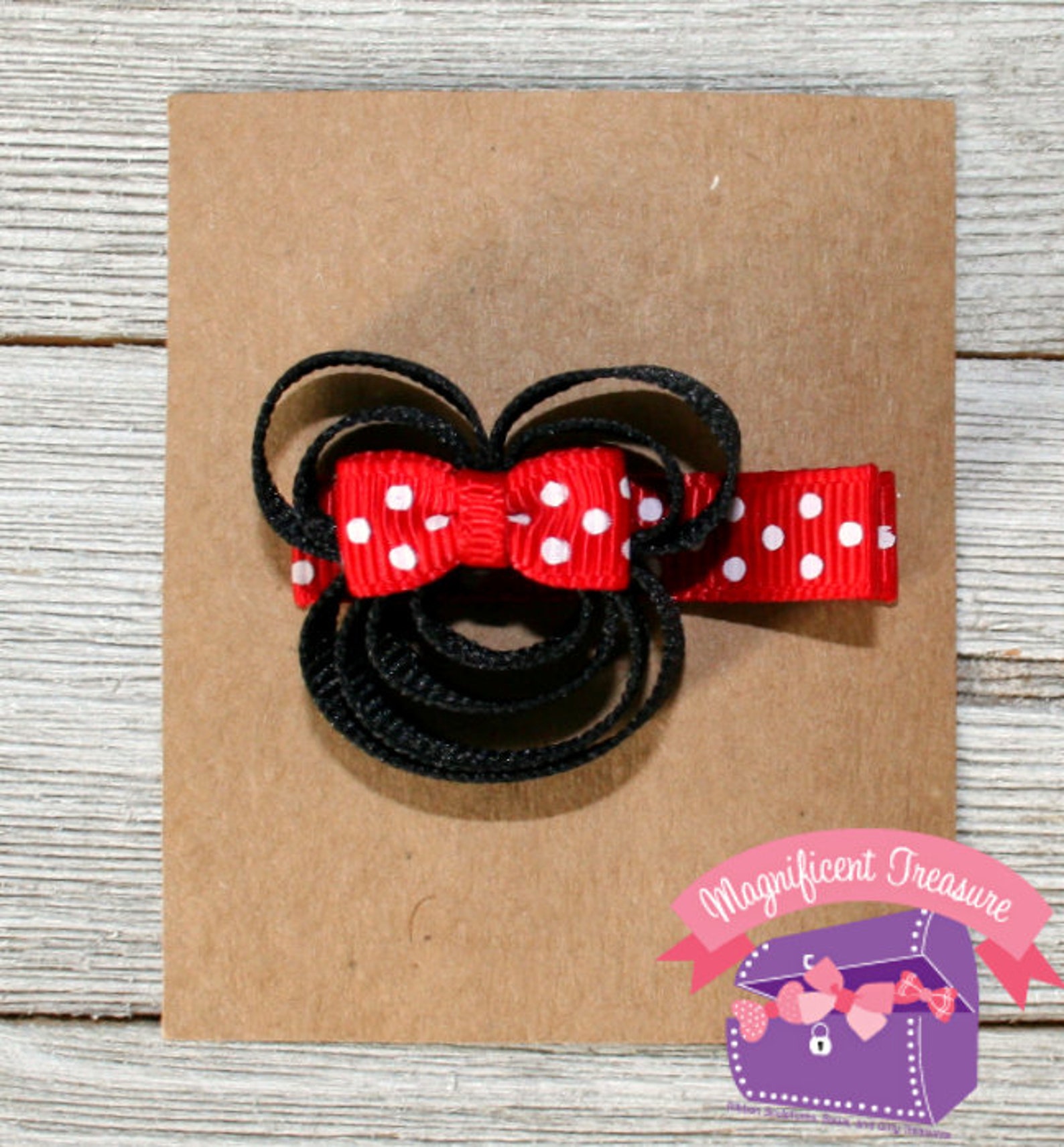Minnie Mouse Ribbon Sculpture Hair Clip Minnie Head Bow - Etsy