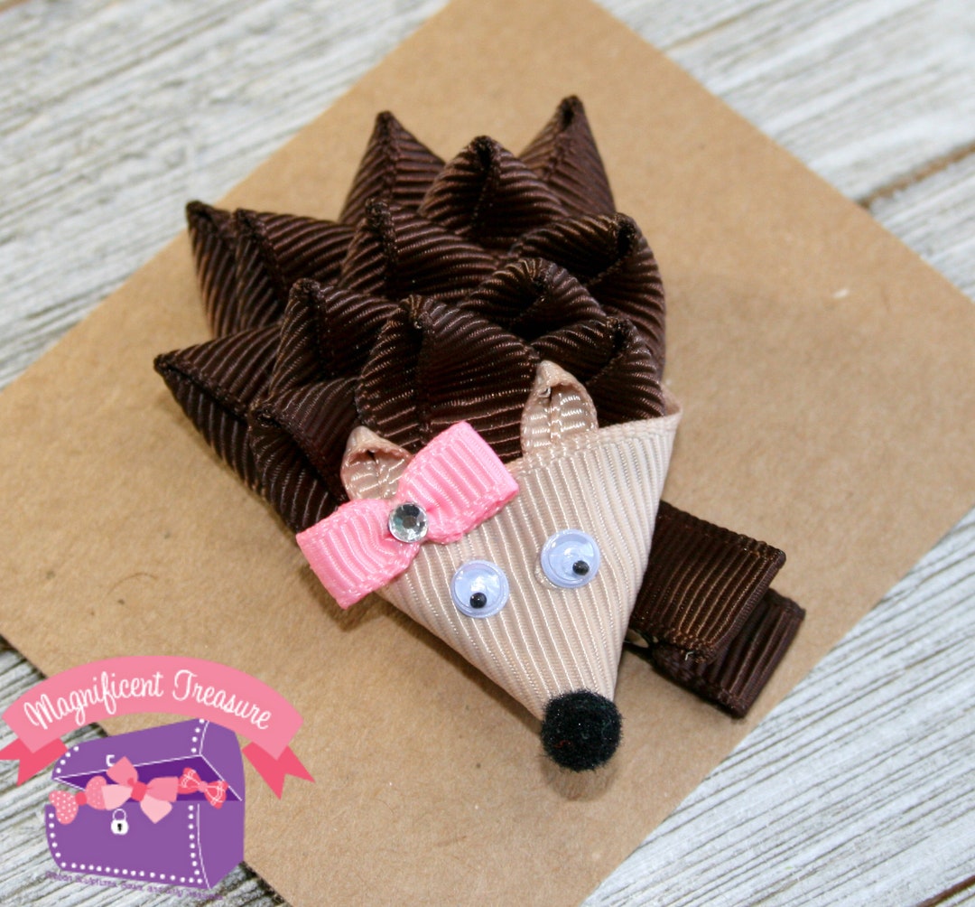 Hedge Hog Hair Clip - Hedge Hog Hair Bow - Porcupine Ribbon Sculpture ...