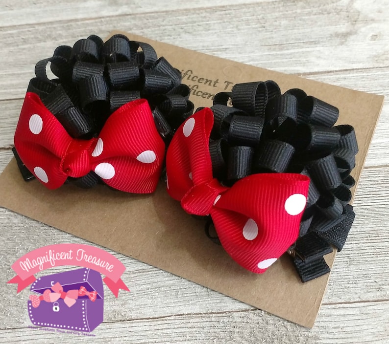 Minnie Mouse Ears on Clips - Optional Soft Headband - Minnie Mouse Hair ...