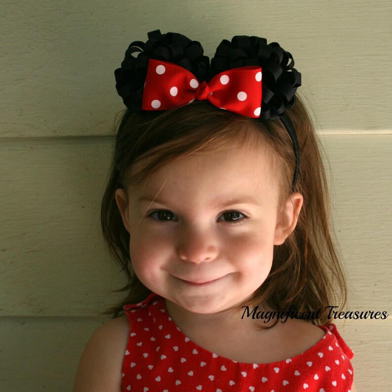 Minnie Mouse Ears Headband Minnie Puff Ear Girl Headband - Etsy