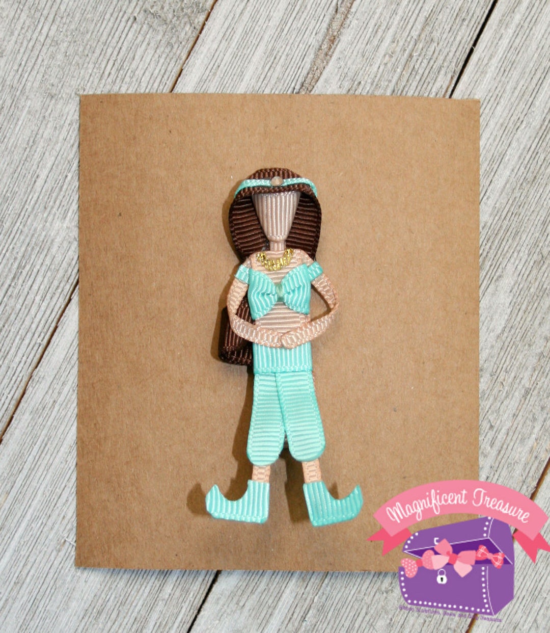 Princess Jasmine Clip - Princess Jasmine Hair Bow - Ribbon Sculpture ...