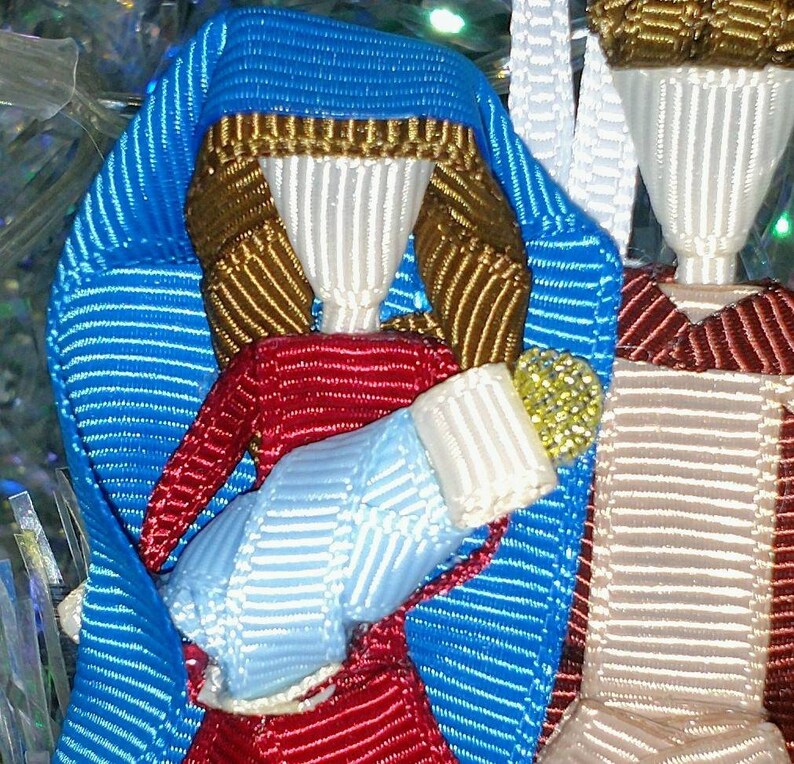 Holy Family Ornament Nativity Ornament Ribbon Art - Etsy