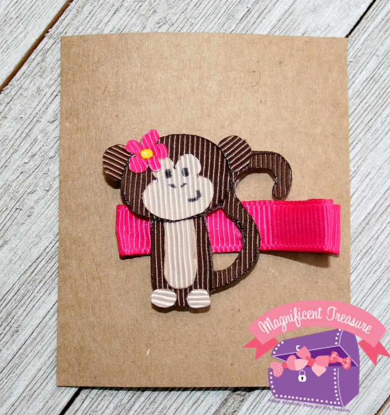 Monkey Hair Clip Monkey Hair Bow Monkey Ribbon Sculpture | Etsy
